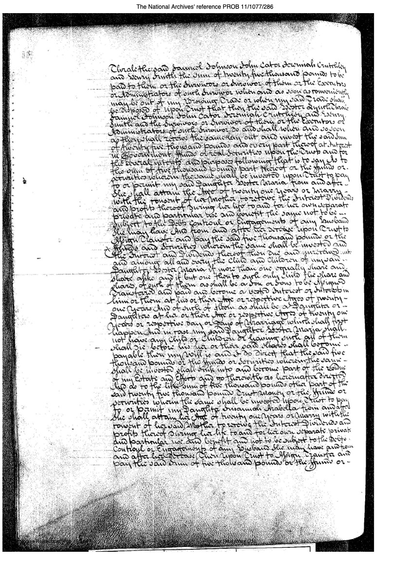 Henry THRALE 1781 will, page 5: Thrale & Thrall family history